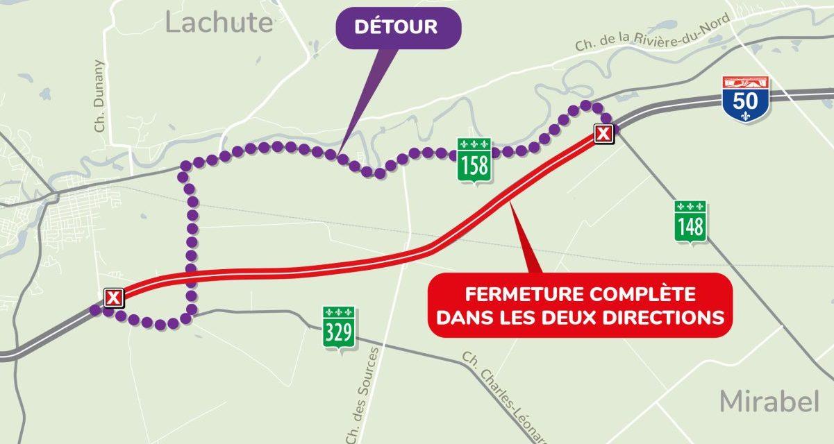 Autoroute 50 closure near Lachute on October 27 and 28 - The Review ...